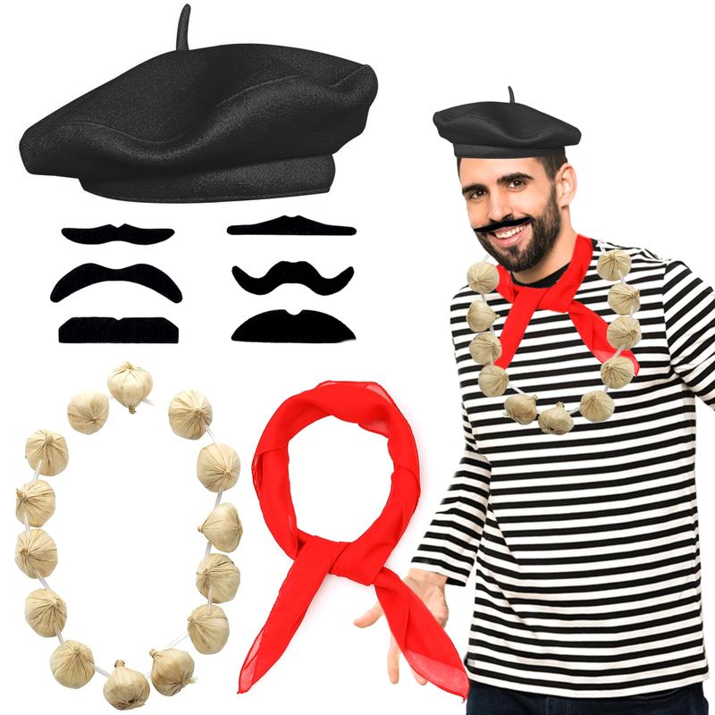 Beamely French Men Set, French Fancy Dress Costume Accessories Set ...