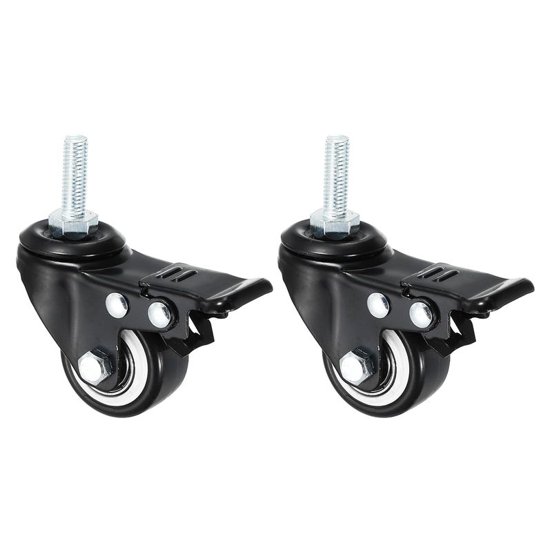 PATIKIL 1.5 Inch Stem Casters, 2 Pack PU Threaded Stem Caster Wheel ...