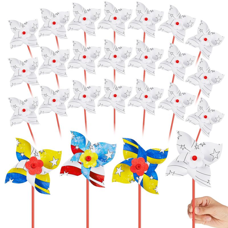 Simgoing 50 Pcs DIY Patriotic Pinwheels 4th of July Patriotic Pinwheels ...