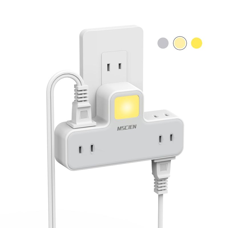 Mscien LED Night Light, Outlet, Power Strip, 6 AC Outlets, Outlet Tap ...