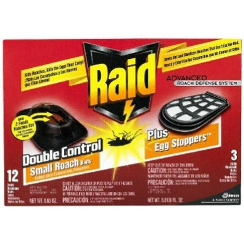 Raid Roach Killer 12 Baits Plus 3 Egg Stoppers Double Control Kills The Nest - Online ...
