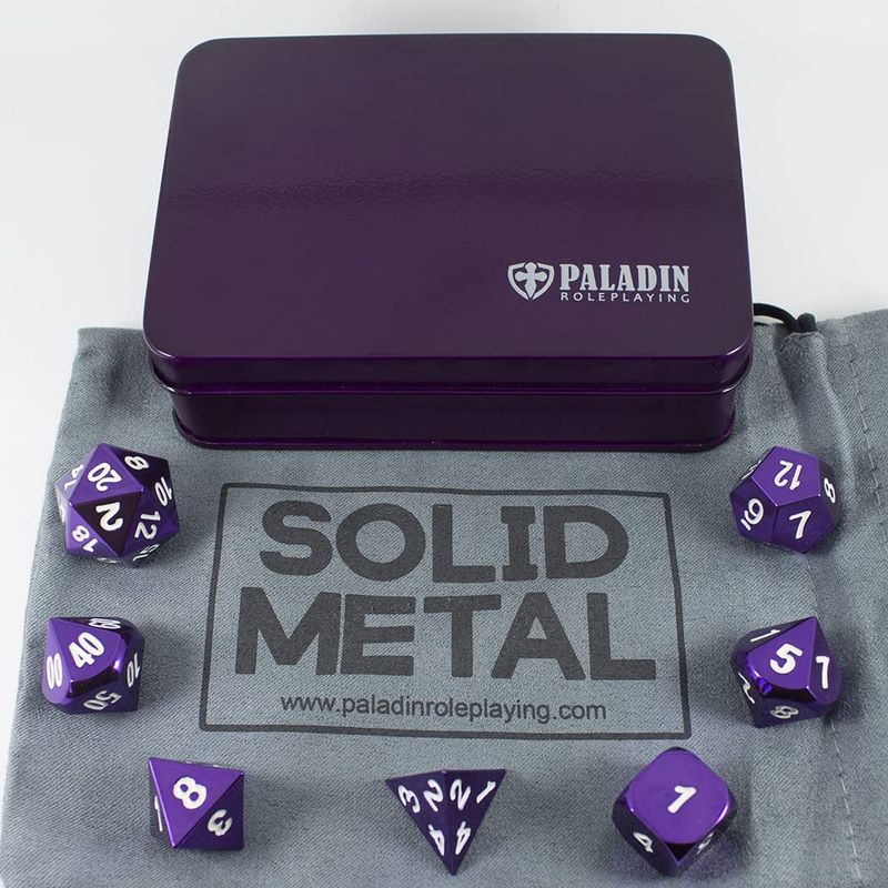Paladin Roleplaying Purple Metal Dice - Full Polyhedral Set - in ...