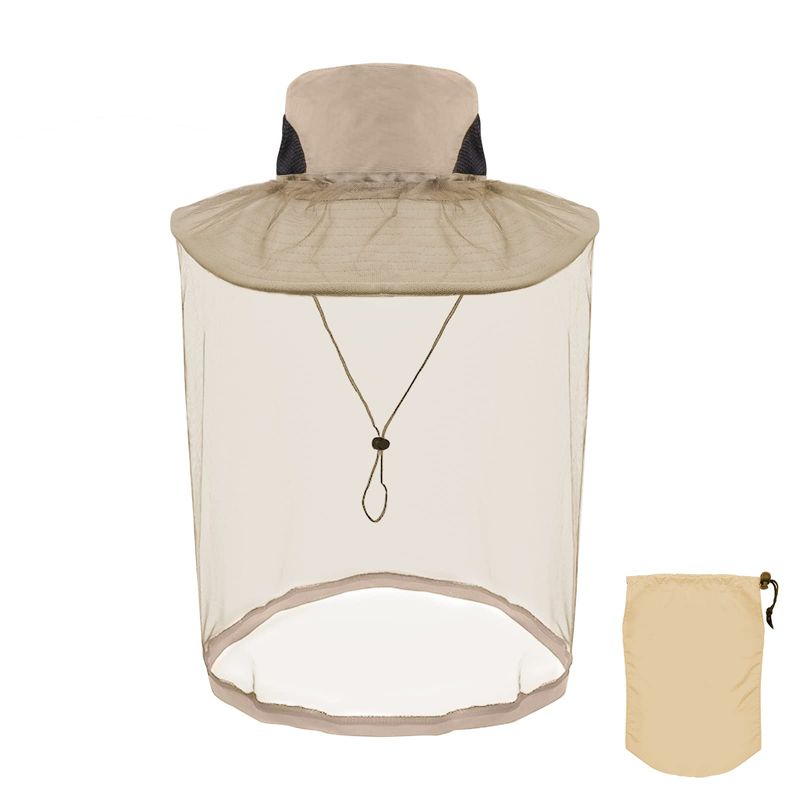 Midge Head Net Hat, Grey Nylon Mosquito Head Net with Hat, Portable ...