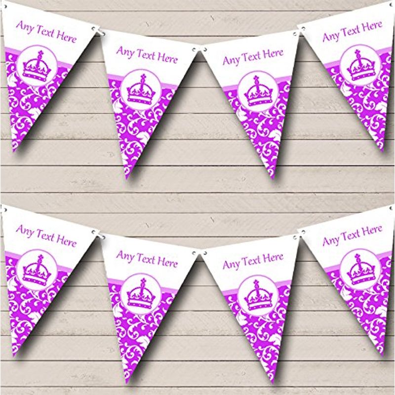 Purple Princess Crown Personalised Children's Birthday Party Bunting ...