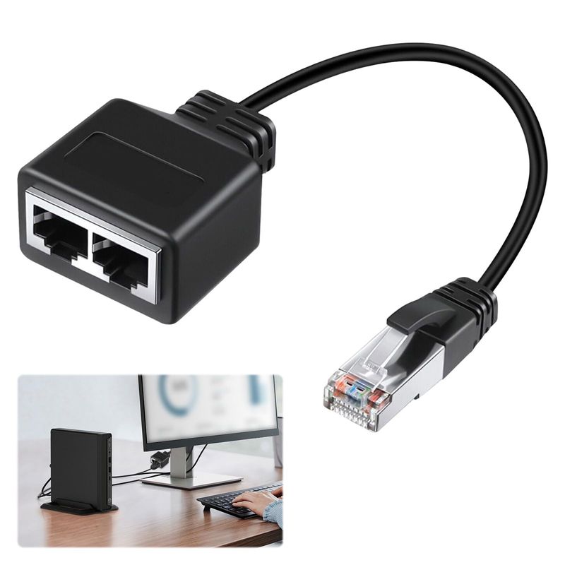 RJ45 Ethernet Cable Splitter,1Pcs Ethernet Splitter 1 to 2,Rj45 ...