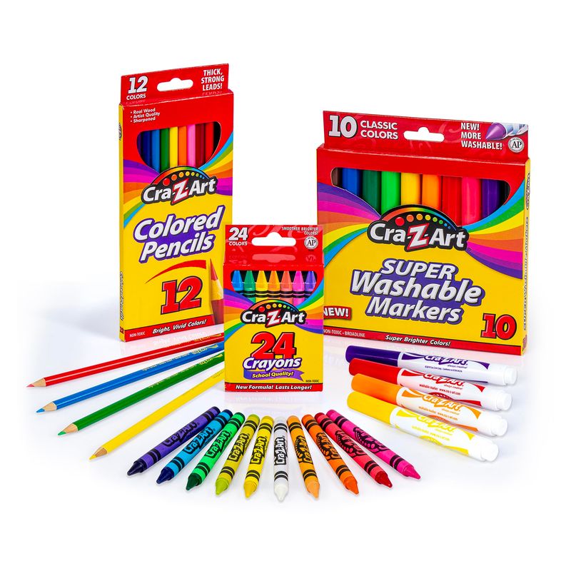 Cra-Z-Art Classic Bundle Crayons, Markers and Colored Pencil 46 Piece ...