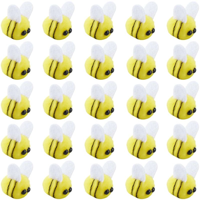 SUNNYCLUE 50Pcs Felt Wool Bee Craft Wool Balls Yellow Cloth Bumble ...