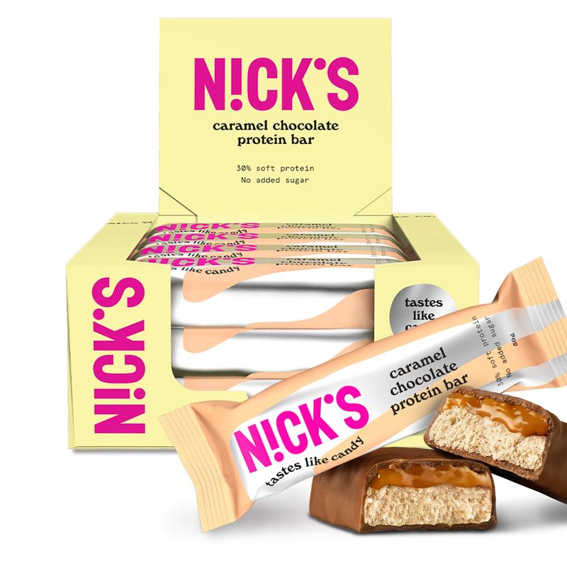 NICKS Low carb Protein Riegel Karamell Schokolade | 15g Eiweiß | 190 ...