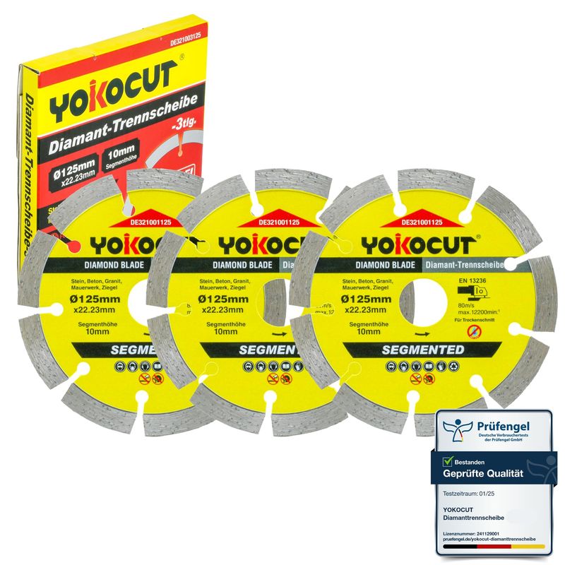 YOKOCUT Diamond Cutting Disc 125 mm, Diamond Cutting Disc Set 3-Piece ...