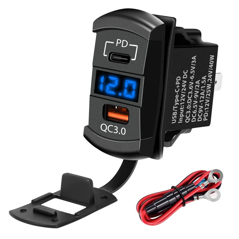USB Rocker Switch Outlet, Linkstyle QC 3.0 USB-A Port, USB C Port and ...