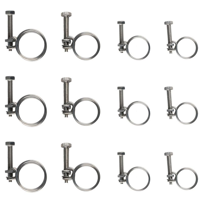 Bojueahaw 12pcs Double Wire Hose Clips,304 Stainless Steel Hose Clamps ...