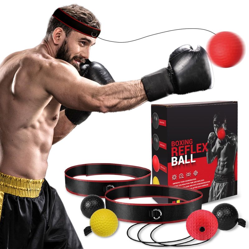Boxing Reflex Ball Headband Set - Includes 4 Different Balls and 2 ...