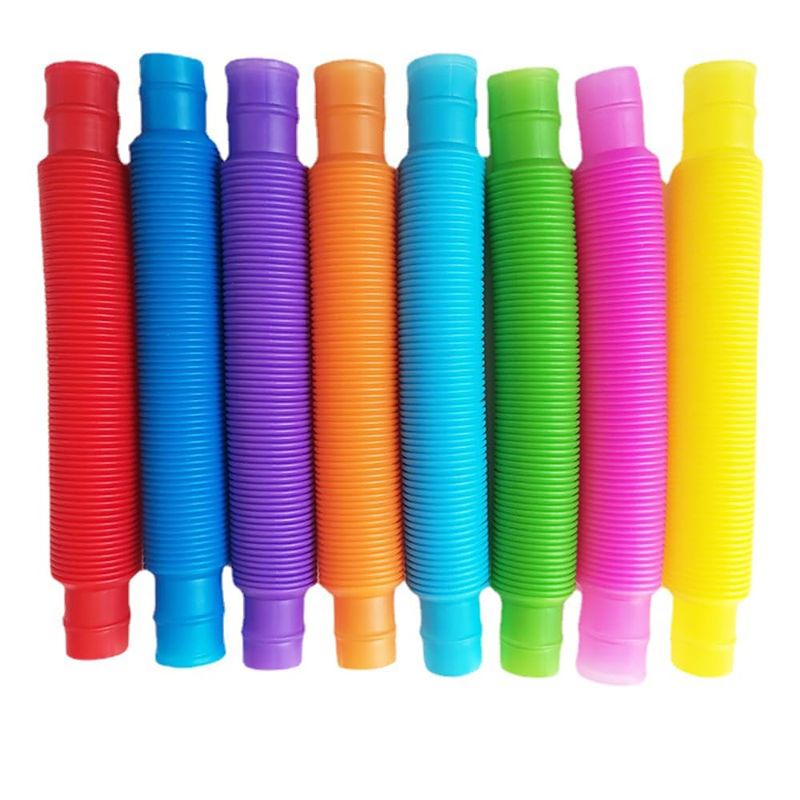 Pop Tubes,8 PCS Sensory Stretch Tubes Fun Pop Tubes Colorful Plastic ...