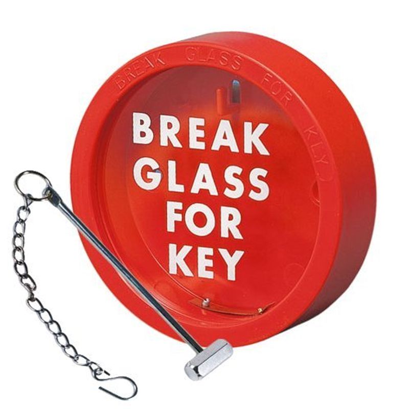 MK1 Break Glass Key Box with Hammer & Chain - Indoor/Outdoor Keybox ...