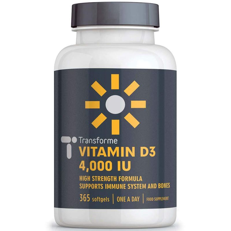 Transforme Vitamin D3 4000 IU, 365 Capsules 1 Year Supply, Maximum ...