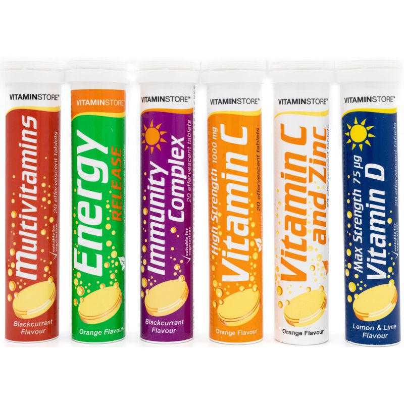 Vitamin Store Variety Pack Effervescent Tablets - 6 Packs Variety of 20 ...