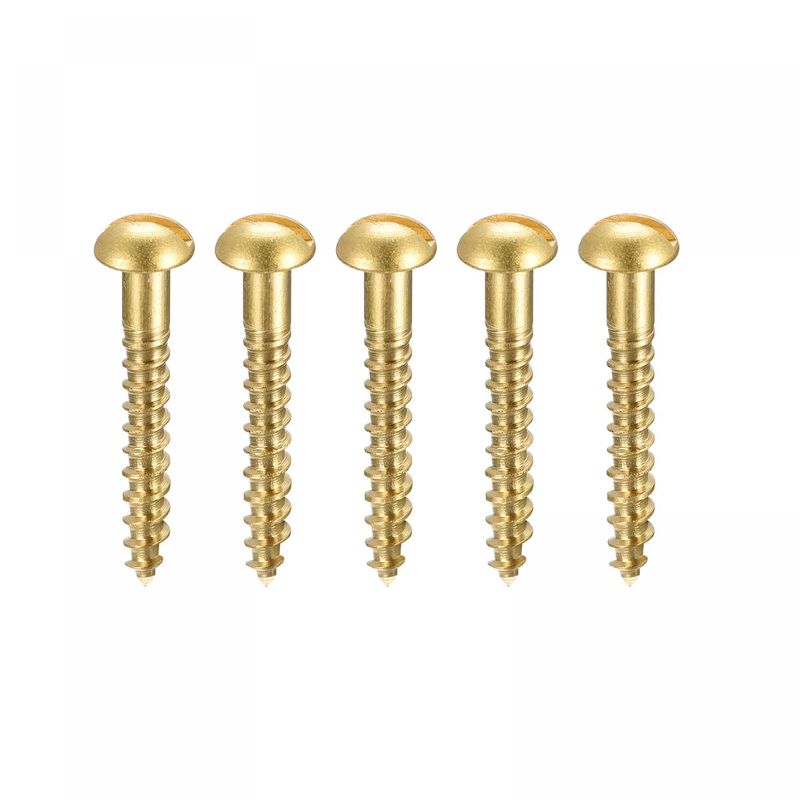 sourcing map Wood Screws M3 x 25mm Slotted Round Head Brass Self ...