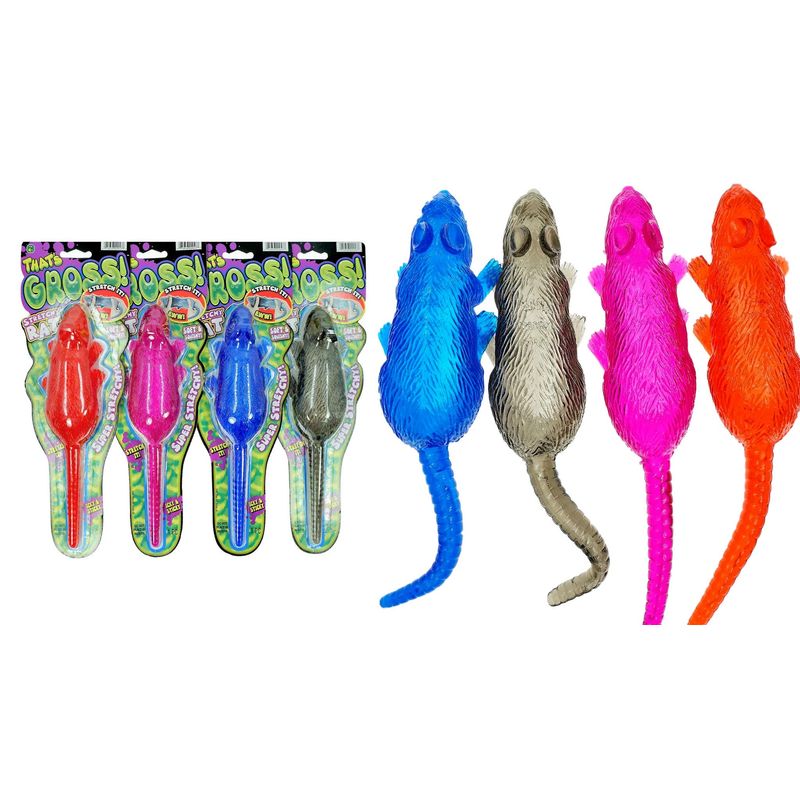 JA-RU Sticky Stretchy Rubber Rat Toys (4 Rats) Squishy Sticky Fidget ...