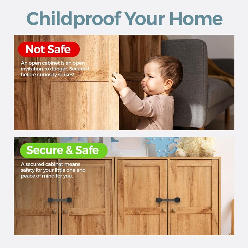 New Version| 6 Pack Cabinet Locks Baby Proofing| Child Proof Cabinet ...