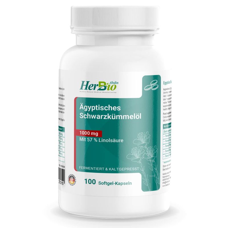 HerbBio Egyptian Black Cumin Oil Capsules, 1000 mg, 100 Softgel ...