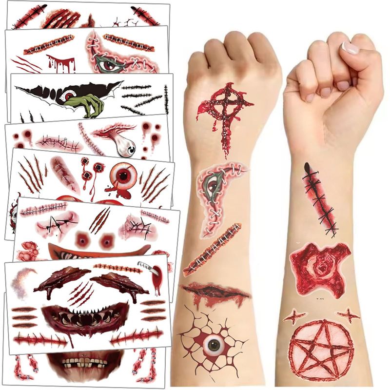 Gxizlba Halloween Horror Tattoo Stickers 10 Sheets Kids Teens Adults ...