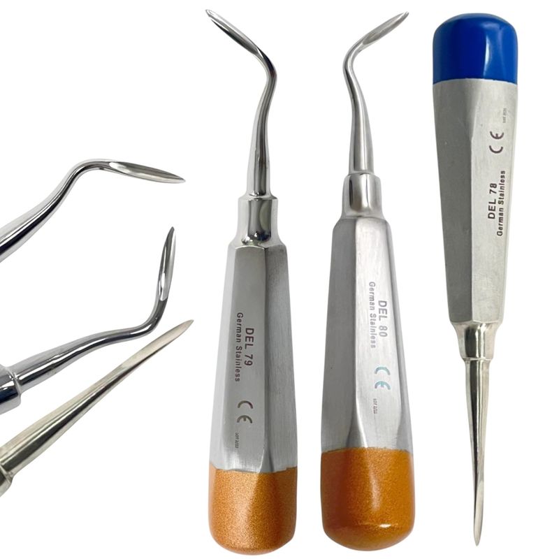 Set of 3 Apical Root Pick Elevators, Angled & Straight, Left & Right ...