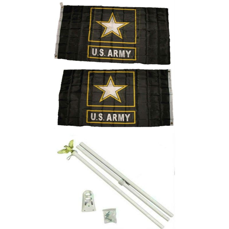 Army Star 3'x5' Polyester 2 Ply Double Sided Flag With 6' White Flag ...