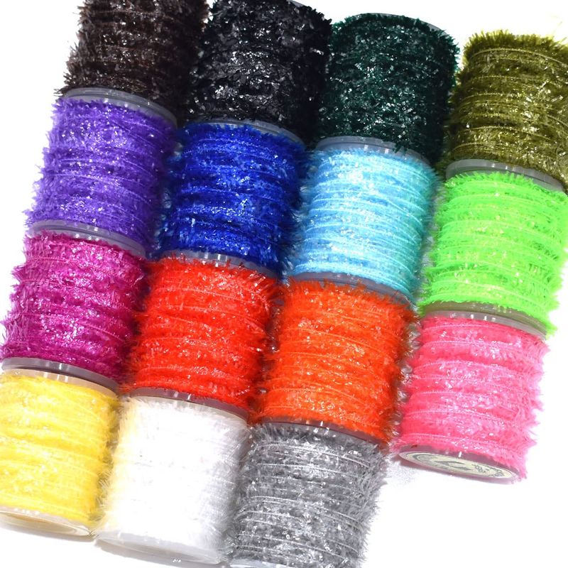 15 Spools Multi Colors Tinsel Chenille Line Crystal Flash Line Total ...