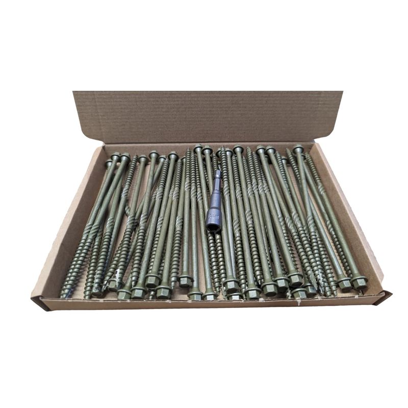 Box 50 - AJFixings Timber Hex Head Exterior Green Decking Frame Fixing ...