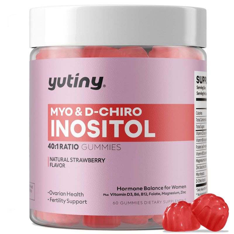 Yutiny Myo-Inositol & D-Chiro Inositol Gummies, Vitamin B6 B12 & Folate ...