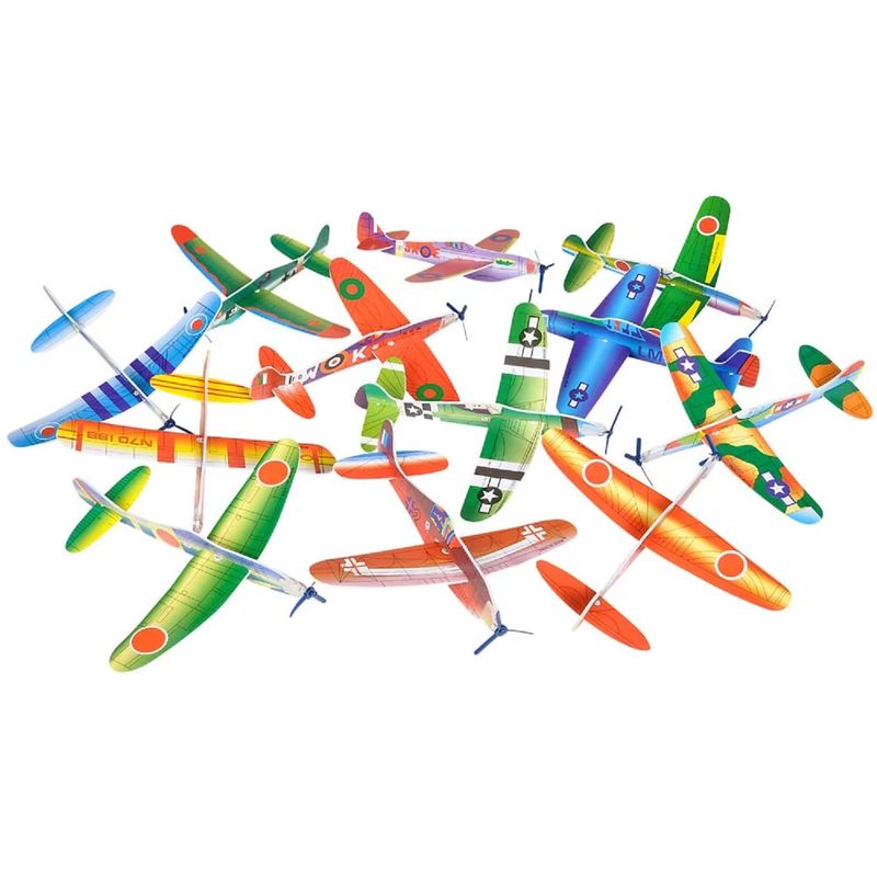 Zugar Land Flying Glider Plane - 24 Pack (8") Small Model Aircrafts in Assorted Designs. Each ...