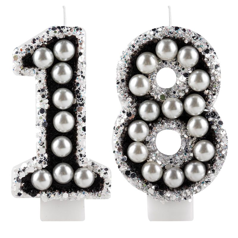 Black Pearl 18th Birthday Candles, Number 18 Candle, Happy Birthday ...