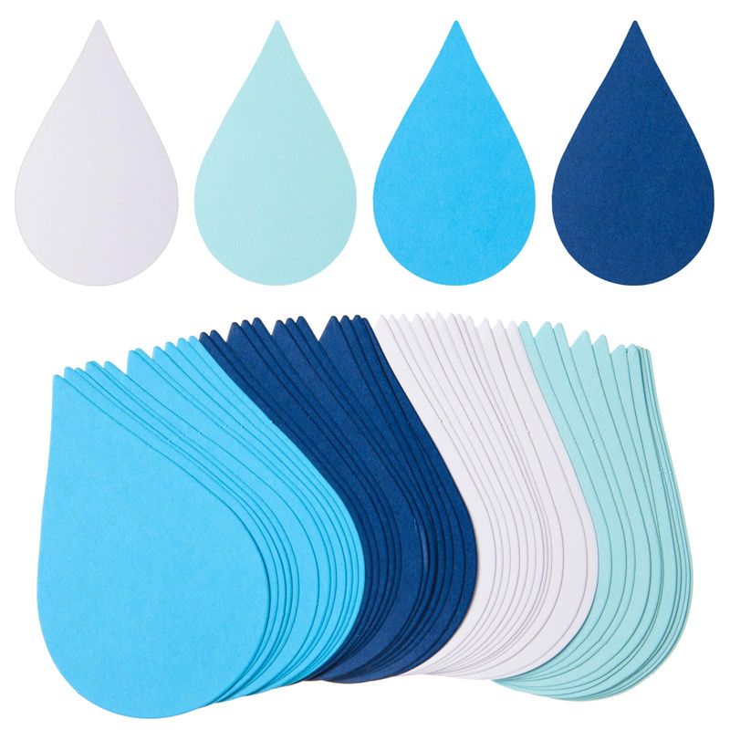 MixTeach 120 Pieces Raindrop Cutouts Blue Paper Raindrop Shapes Die Cut ...