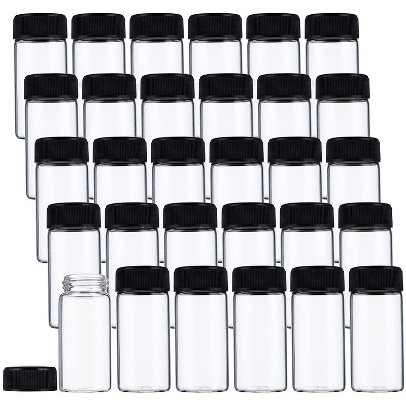 WUWEOT 60 Pcs 20ml Clear Glass Sample Vials with Screw Cap, Liquid ...