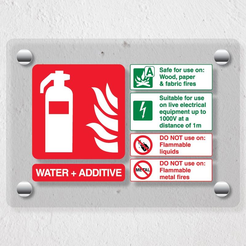 V Safety Water + Additive Fire Extinguisher - 150 x 100 mm - Acrylic ...