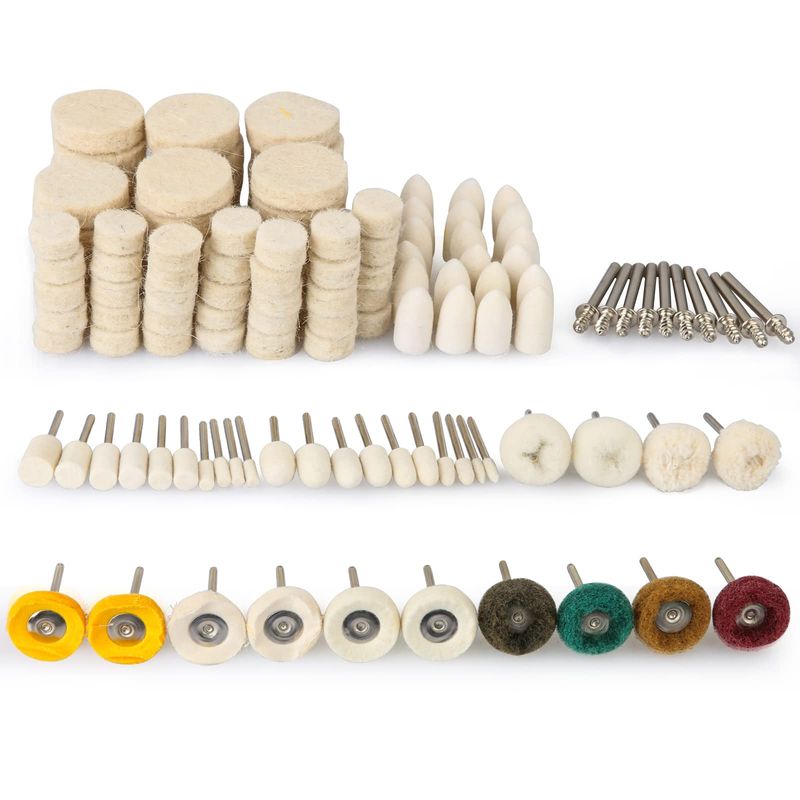 134Pcs Polishing Buffing Wheel Hakkin Wool Felt Polishing Kit 1/8 ...