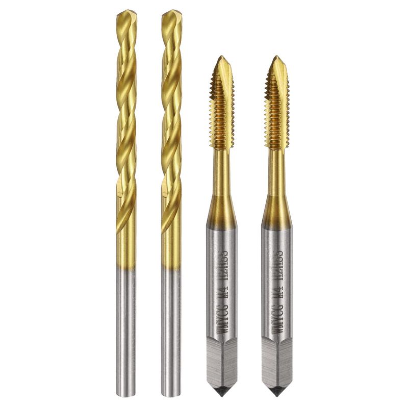 uxcell Metric Tap & Drill Bit Set, 2pcs M4 x 0.7 Spiral Point Thread ...