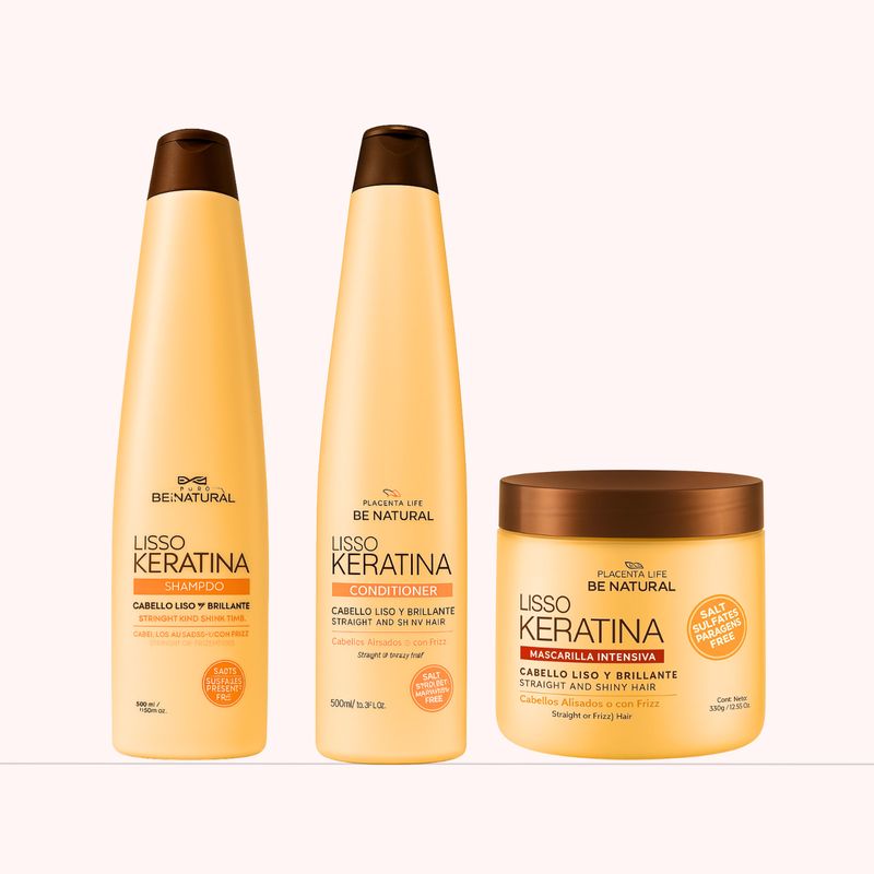 Placenta Life Lisso Keratina Value Pack Shampoo, Conditioner & Mask ...
