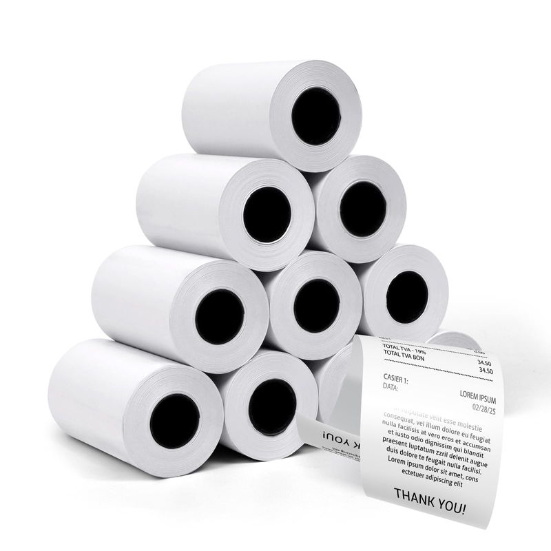 YIKIADA 57 x 35 mm White Thermal Paper Till Receipt Rolls Printer POS ...