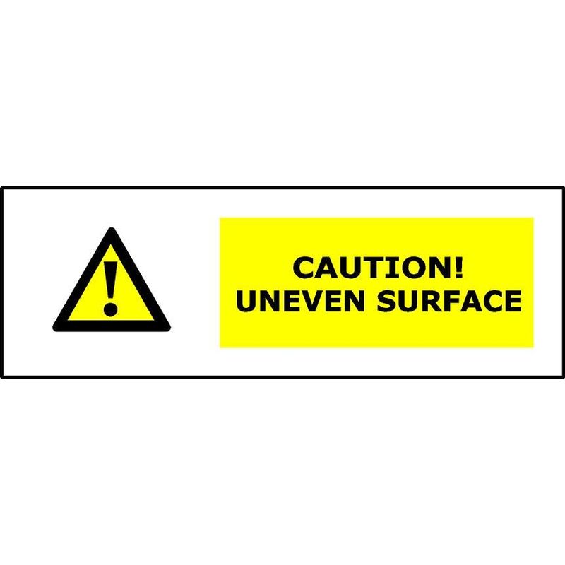 Caution! Uneven Surface | 30cm x 10cm | Yellow - Foamalux PVC Plastic ...