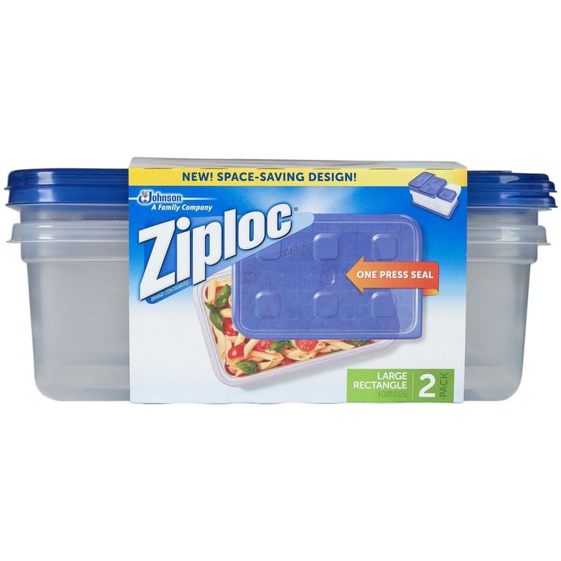 Ziploc Container Large Rectangle, 9 cup Containers - 2 ct - EveryMarket