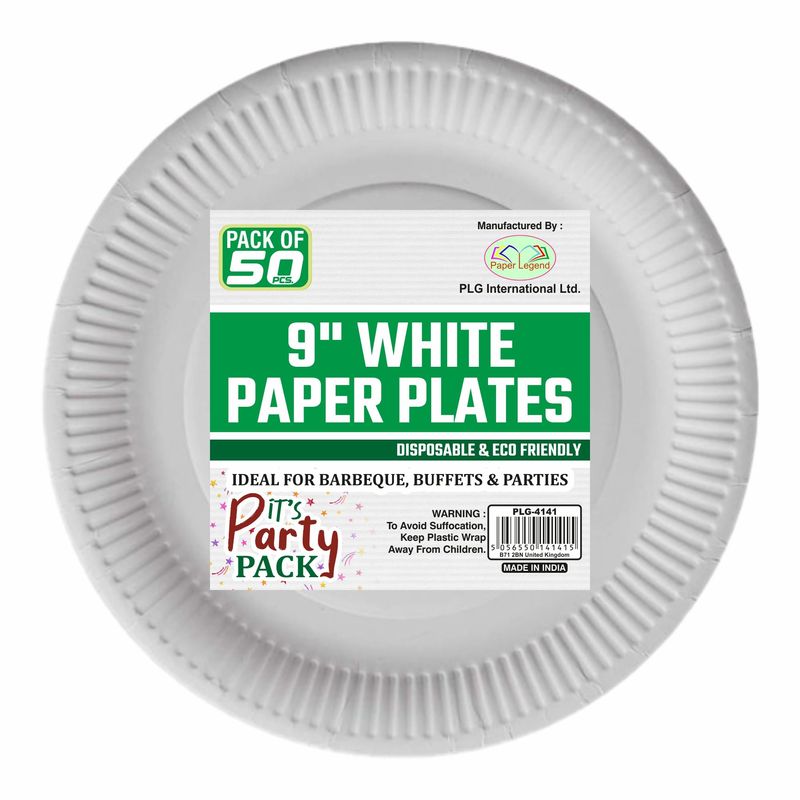 TENLITE (Pack of 3) - 9 INCH Disposable White Paper Plate ...