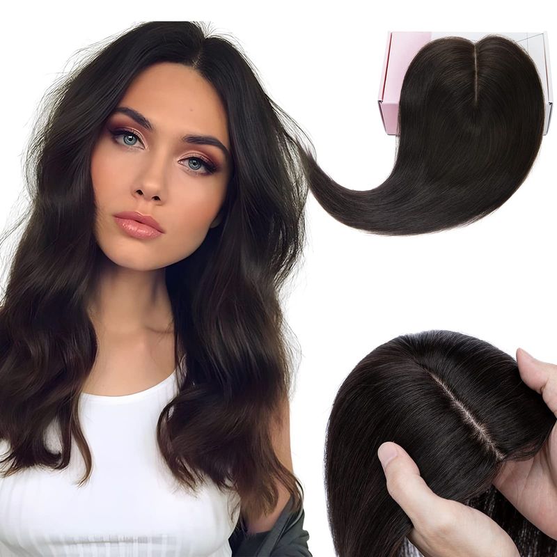 Elailite Human Hair Toppers for Women with Thinning Hair Clip in V3.0 ...
