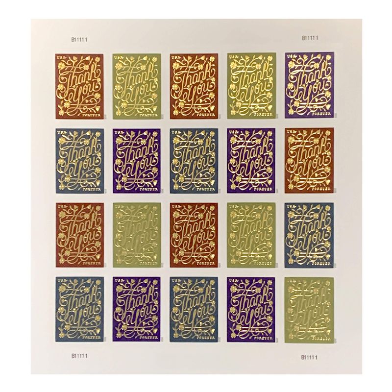 USPS Thank You (Sheet of 20) Postage Forever Stamps 2020 Scott #5519 ...