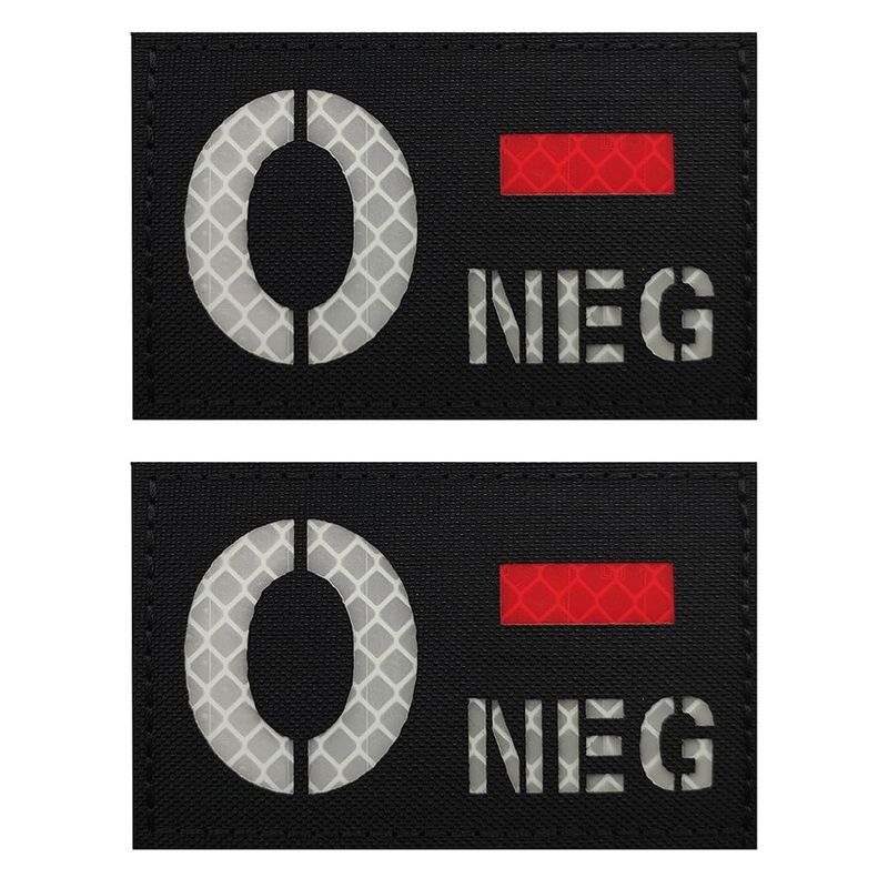2 PCS AliPlus Blood Type Patch O- NEG Patch IR Infrared Reflective ...