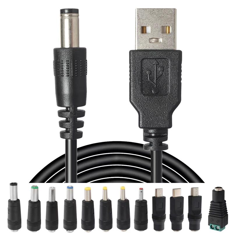 USB to DC Power Charging Cable with 12pcs DC Barrel Jack Universal ...