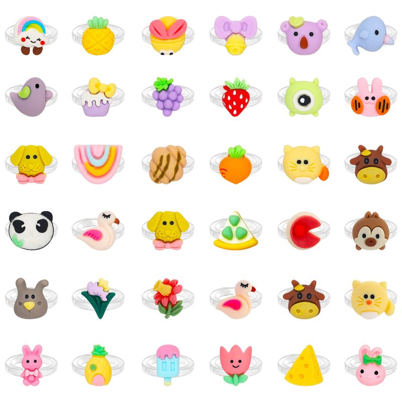 SOTOGO 36 Pieces Little Girl Rings Jewelry Rings Girl Pretend Play ...