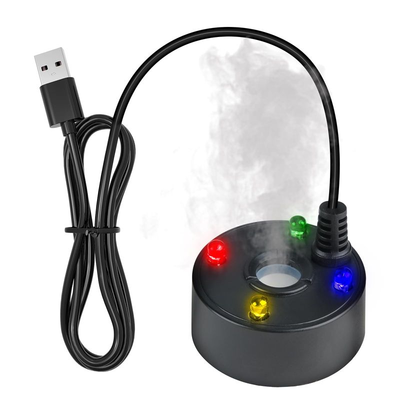 Duluok Mist Maker, 5W Ultrasonic Water Fog Machine LED 4 Color Fountain ...