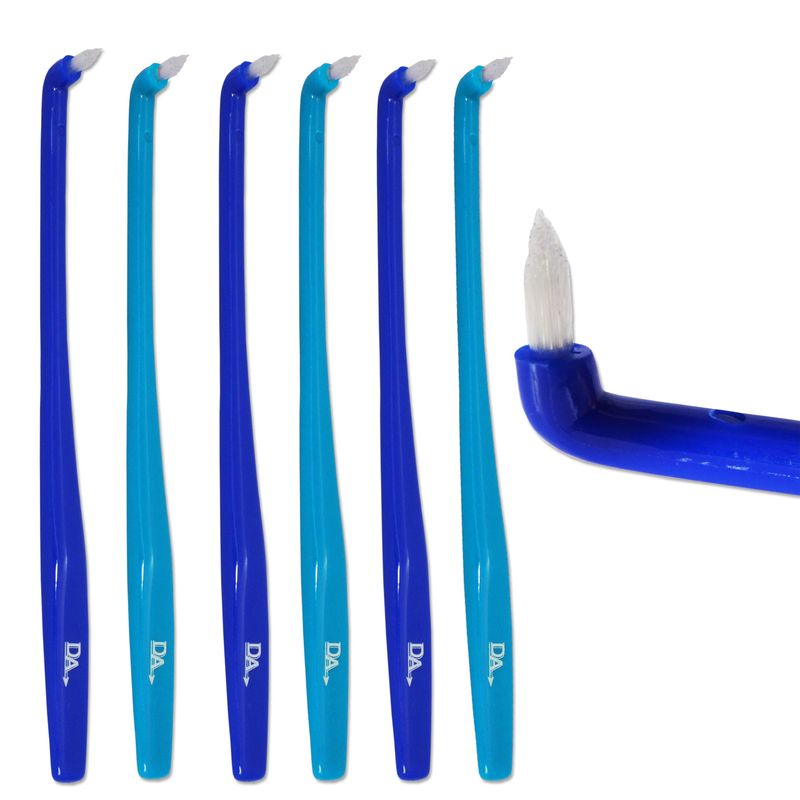 6 x Slim Interspace Toothbrush, Blue Brushes for Orthodontic Braces ...