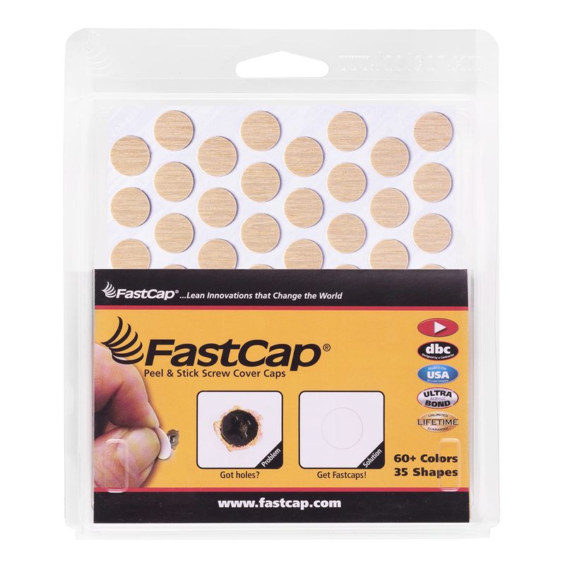 FastCap 9/16" (14mm) Screw Hole Covers. Made from Prefinished Real Wood with Ultra-Bond PSA ...